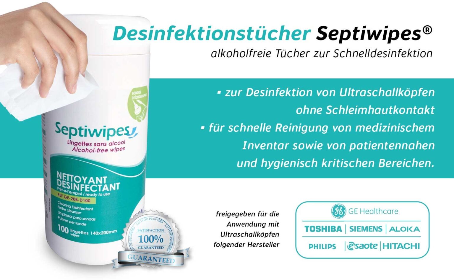 Septiwipes® Desinfektionstücher (2 Dosen à 100 Tücher) – VF Medical Shop